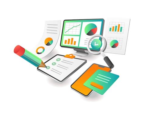 Premium Vector Illustration Isometric Concept Analysis Of Investment Business Company