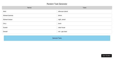 Random Task Generator Codesandbox