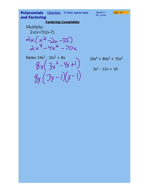 Factor Special Cases Pdf