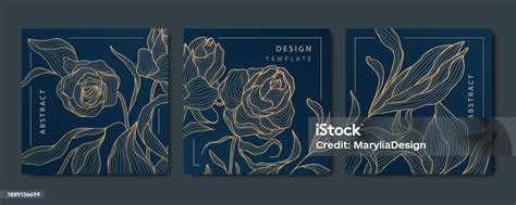 아트 데코 추상 럭셔리 황금 사각형 카드 소셜 넷 나뭇잎과 장미 식물 현대 아르 데코 벽지 배경에 대 한 게시물 템플릿의 벡터 세트 꽃무늬 라인 패턴 아르데코에 대한 스톡