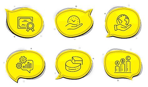 톱니바퀴 원형 차트 및 그래프 차트 아이콘 세트입니다 안전 시간 기호입니다 엔지니어링 도구 3d 그래프 성장 보고서 벡터 과학에 대한 스톡 벡터 아트 및 기타 이미지