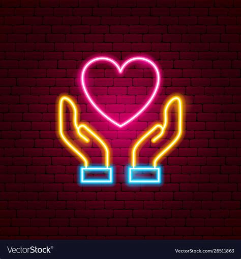 Heart Hands Neon Sign Royalty Free Vector Image