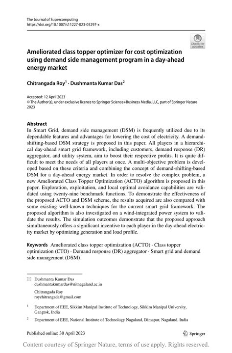 Ameliorated Class Topper Optimizer For Cost Optimization Using Demand Side Management Program In
