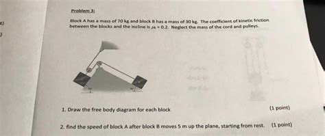 Solved Problem Block A Has A Mass Of Kg And Block B Has Chegg Com