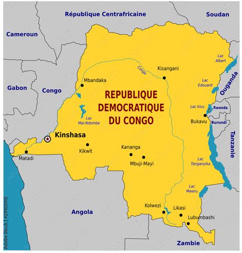 Carte De La République Démocratique Du Congo Stock Vector Adobe Stock
