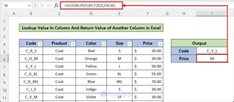 Excel Lookup Value In Column And Return Value Of Another Column From