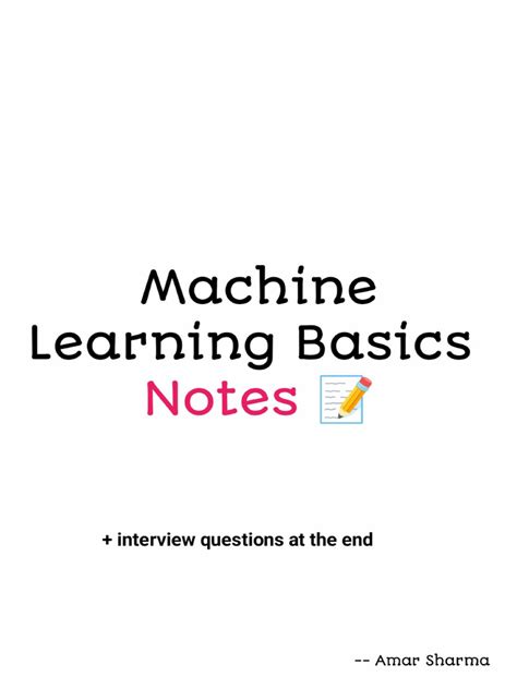 Machine Learning Basic Notes Pdf