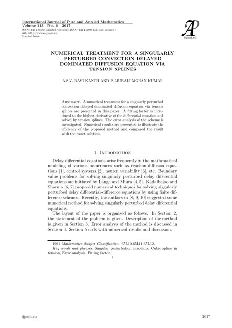 Pdf Numerical Treatment For A Singularly Perturbed Convection Delayed Dominated Diffusion