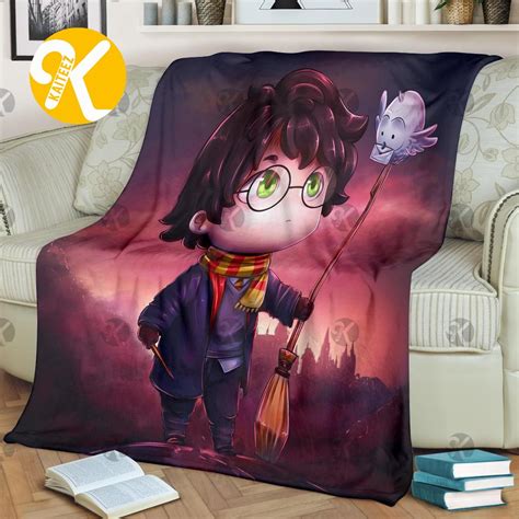 Harry Potter Cute Chibi Artwork Sherpa Throw Blanket Kaiteez