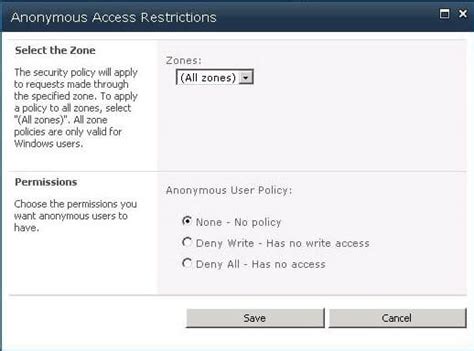configuring anonymous access in sharepoint 2010