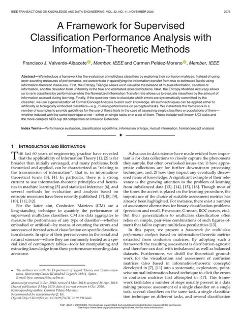 A Framework For Supervised Classification Performance Analysis Pdf Statistical