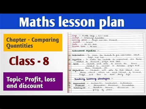 Maths Lesson Plan Class 8 Chapter Comparing Quantities Topic