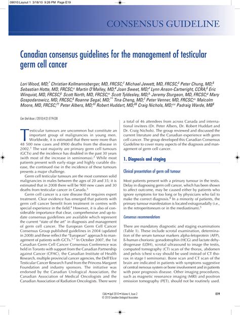 Pdf Canadian Consensus Guidelines For The Management Of Testicular Germ Cell Cancer