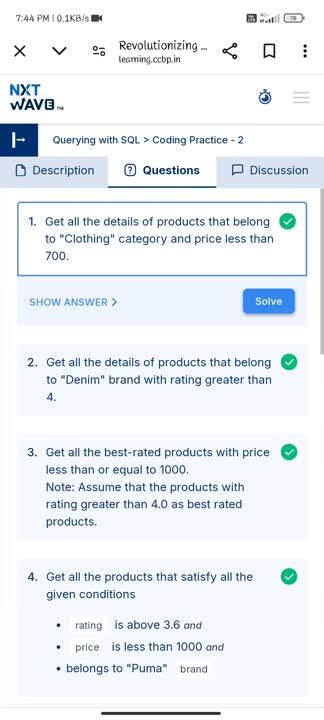 Completed Sql Practice For 50daysofcodechallenge Bhavana