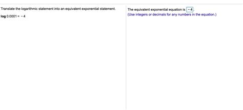solved translate the logarithmic statement into an