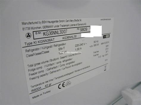 Siemens KG36NNL30/07 Made in Turkey mit Chinesischer Jia Xipera ...