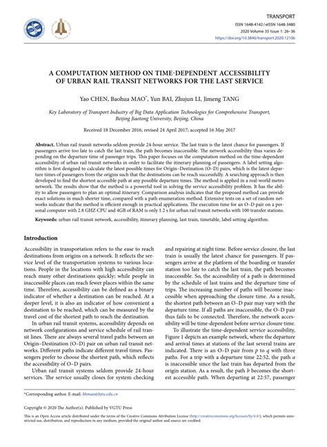 Pdf A Computation Method On Time Dependent Accessibility Of Urban Rail Transit Networks For