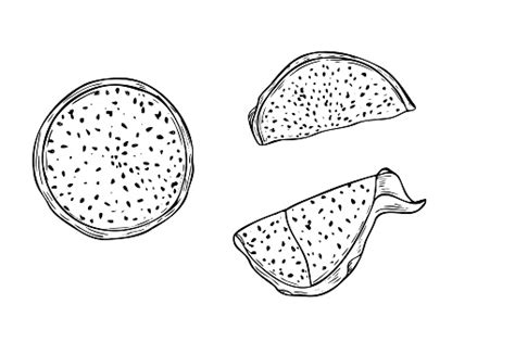 향기로운 육즙이 많은 Pitahaya 조각 펄프 손으로 그린 벡터 일러스트 레이 션은 검은 잉크로 그려져 있습니다 이국적인 드래곤 과일 에칭 드로잉 세트 열대 장식 조리법