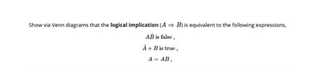 show via venn diagrams that the logical implication a b is equivalent
