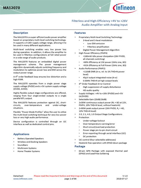 Infineon Ma12070 Ds V01 00 En Pdf