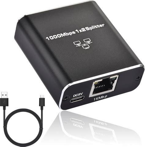 Oliveria Lan Splitter 1 Auf 4 1000mbps Ethernet Splitter Lan Switch 4 Port Mit Type C Netzkabel