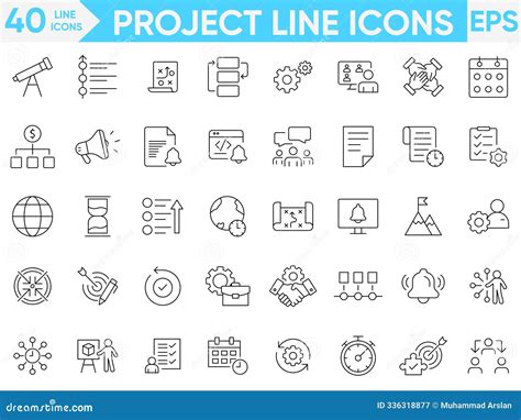 Project Line Icons Collection Venture Initiative Endeavor