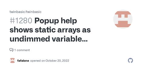 Popup Help Shows Static Arrays As Undimmed Variable Arrays · Issue 1280 · Twinbasictwinbasic