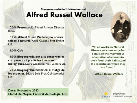 Commemoration Of The 200th Anniversary Of Alfred Russel Wallace
