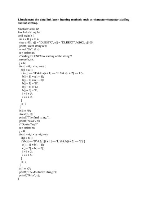 CN R18 Manual Abcd 1 The Data Link Layer Framing Methods Such As