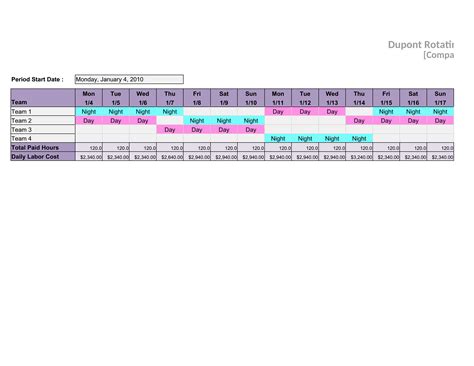 17 Free Dupont Shift Schedule Templates Templatespark