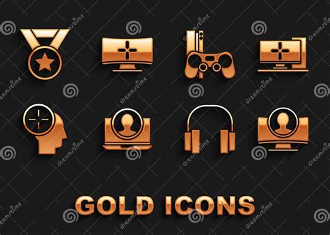 Set Create Account Screen Computer Monitor Headphones Hunting Concept Game Console With