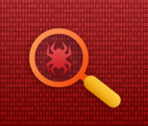 Search Find Bugs And Virus Magnifying Glass Scanning Antivirus Protection Vector Stock