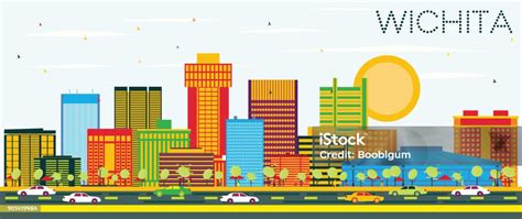위치 타 캔자스 미국 도시의 스카이 라인 색 건물 들과 푸른 하늘 건물 외관에 대한 스톡 벡터 아트 및 기타 이미지 건물 외관 건축 건축물 Istock