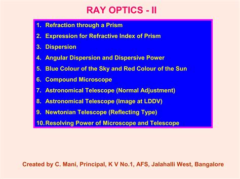 Ray Optics Class 12 Part 2 Ppt