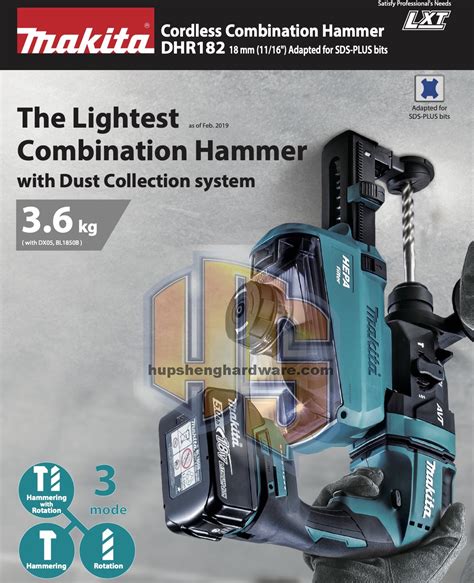 Makita DHR182ZWJ, DX05, Cordless Concrete Drill, 18V, SDS Plus, 1.7J