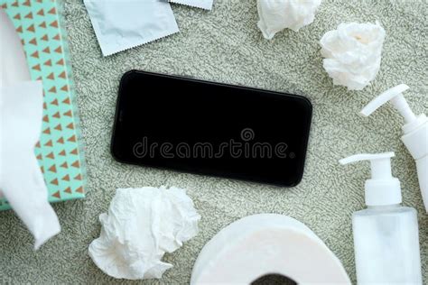 Mockup For Adult Content Website Or App On Smartphone Display With Watching Attributes Around