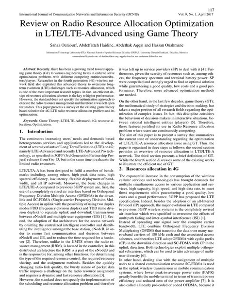 Review On Radio Resource Allocation Opti Pdf Duplex Telecommunications Lte Advanced