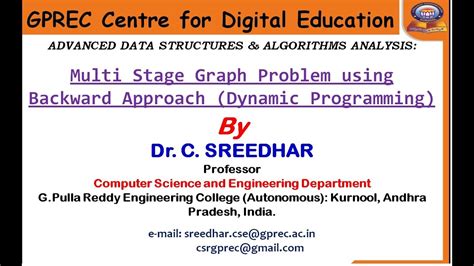 Multi Stage Graph Problem Backward Approach Dynamic Programming Youtube