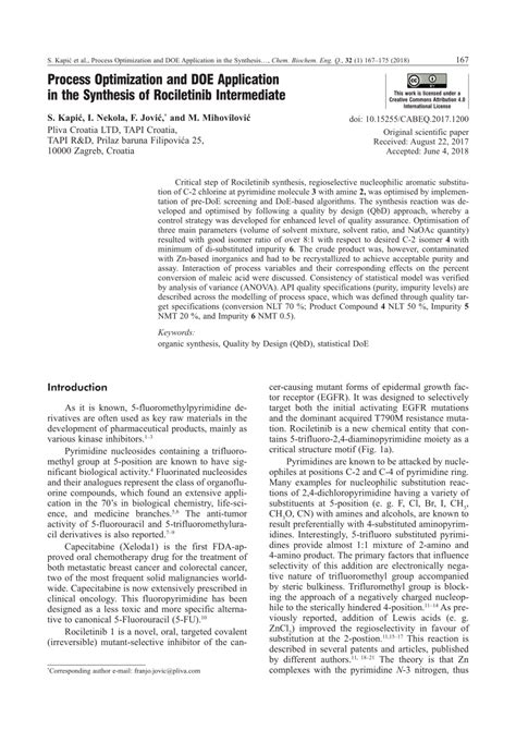 Pdf Process Optimization And Doe Application In The Synthesis…