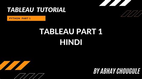 Tableau Part 1 Hindi Python Hindi Datascience Youtube