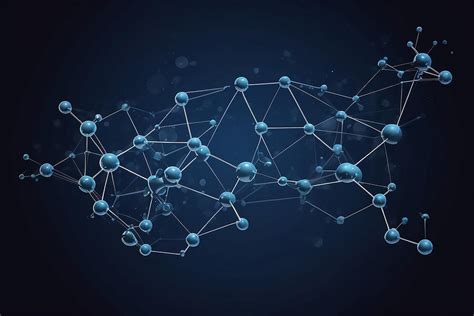 Abstract Molecule Structure On Dark Blue Color Background Vector Illustration Of Communication