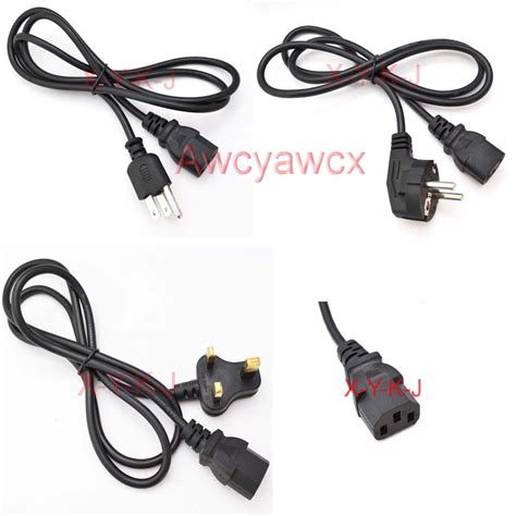 AC Power Adapter To IEC C13 Kettle Lead Cable 2 3 Pin For PC Monitor TV Electrical US EU UK Plug