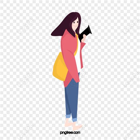 여성 일러스트 캐릭터 노란색 배낭백팩문자옐로우 Png 일러스트 무료 다운로드 Lovepik