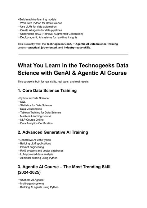Data Science With Gen Ai And Agentic Ai The Future Ready Course In Pune Learn At Technogeekpdf