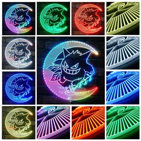 Gengar Pokemon Dynamic Rgb Edge Lit Led Sign Proledsign