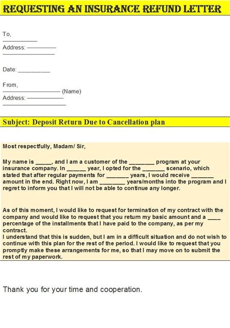 Insurance Refund Letter Templates