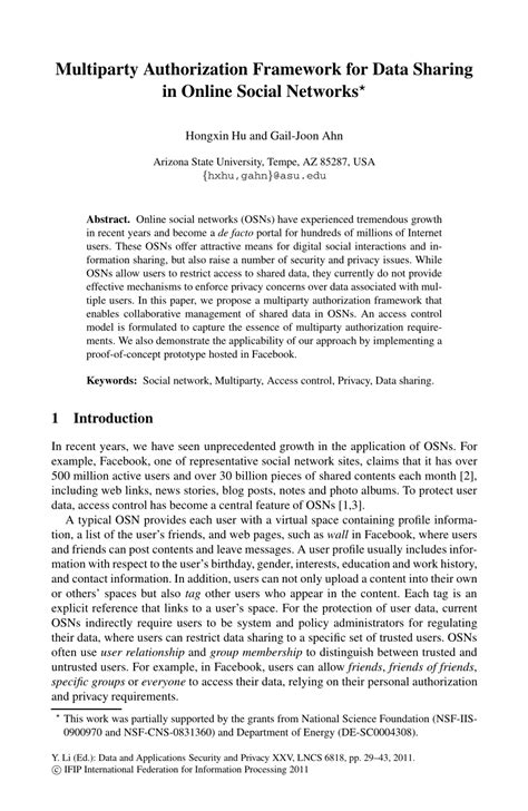Pdf Multiparty Authorization Framework For Data Sharing In Online