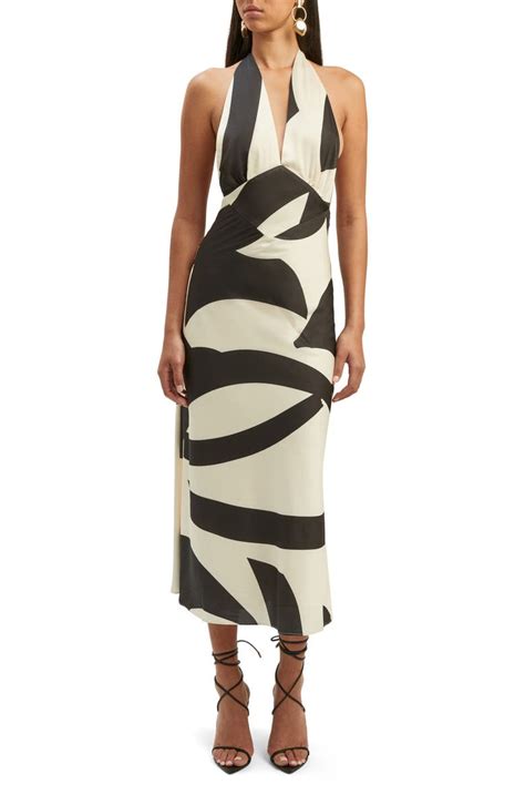 Bardot Citron Halter Cocktail Midi Dress Nordstrom