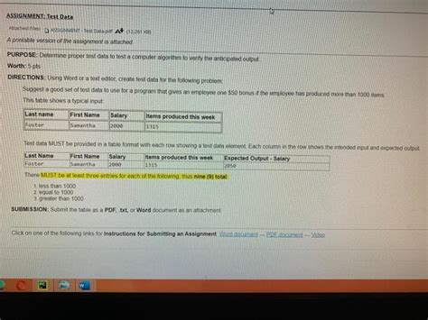 Solved Purpose Determine Proper Test Data To Test A