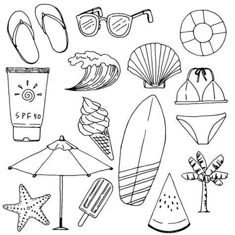 8500 Clip Art Of A Summer Black And White Stock Illustrations